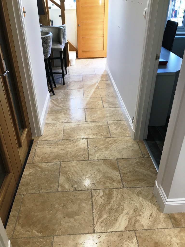 Achieving a Deep Polish on Tumbled Travertine floor in Horley, East Surrey – Tiling Tips – Tips ...