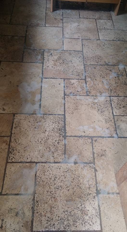 Pitted Travertine Kitchen Floor Restored and Filled in Devon – Tiling ...