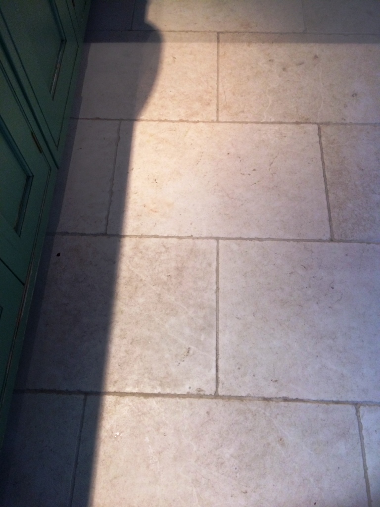 Bleach Etched Limestone Kitchen Floor Restored in the Pennines – Tiling ...